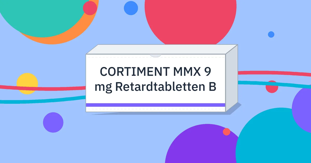 Symbolbild: Packung mit der Aufschrift CORTIMENT MMX 9 mg Retardtabletten B (PZN 16656872) – Verfügbarkeit und Bezug in Apotheken in Frankfurt am Main