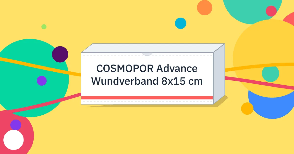 Symbolbild: Packung mit der Aufschrift COSMOPOR Advance Wundverband 8x15 cm (PZN 16226321) – Verfügbarkeit und Bezug in Apotheken in Frankfurt am Main