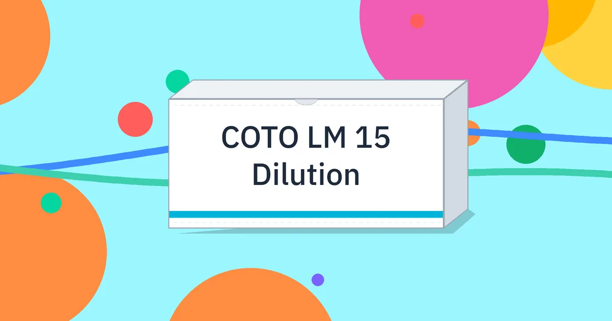 Symbolbild: Packung mit der Aufschrift COTO LM 15 Dilution (PZN 13455400) – Verfügbarkeit und Bezug in Apotheken in Frankfurt am Main