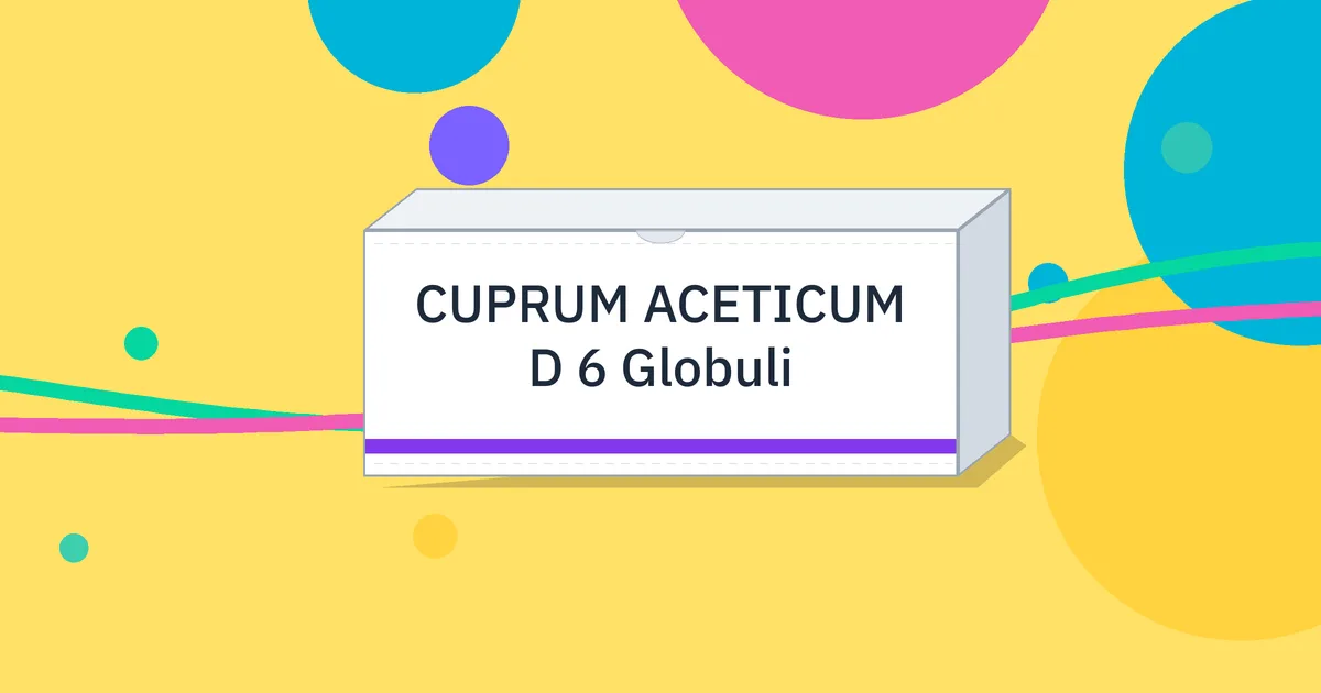 Symbolbild: Packung mit der Aufschrift CUPRUM ACETICUM D 6 Globuli (PZN 14312312) – Verfügbarkeit und Bezug in Apotheken in Frankfurt am Main