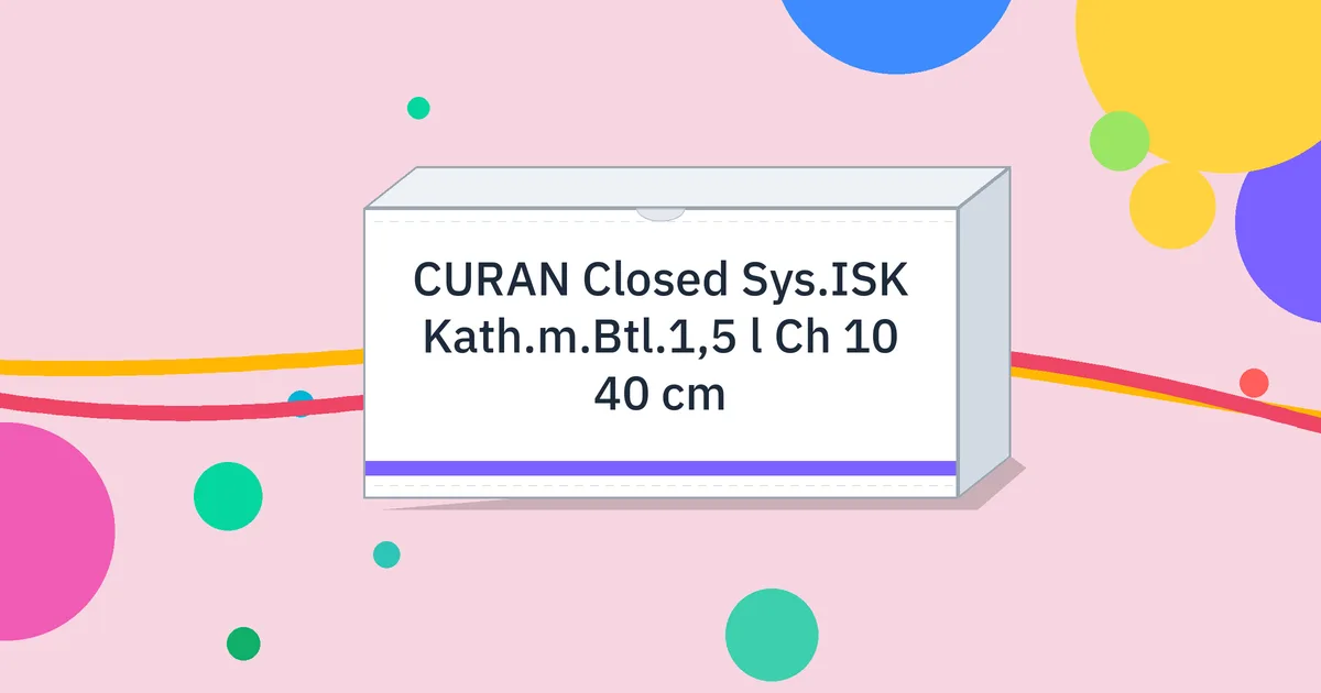 Symbolbild: Packung mit der Aufschrift CURAN Closed Sys.ISK Kath.m.Btl.1,5 l Ch 10 40 cm (PZN 19341850) – Verfügbarkeit und Bezug in Apotheken in Frankfurt am Main