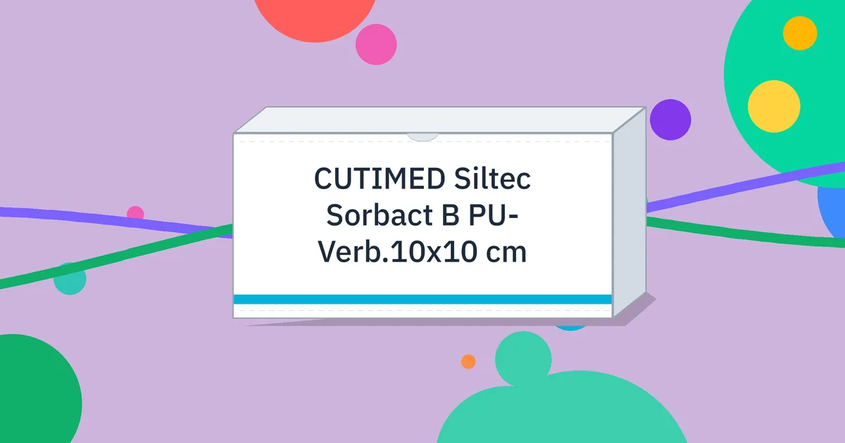 Symbolbild: Packung mit der Aufschrift CUTIMED Siltec Sorbact B PU-Verb.10x10 cm (PZN 19964870) – Verfügbarkeit und Bezug in Apotheken in Frankfurt am Main