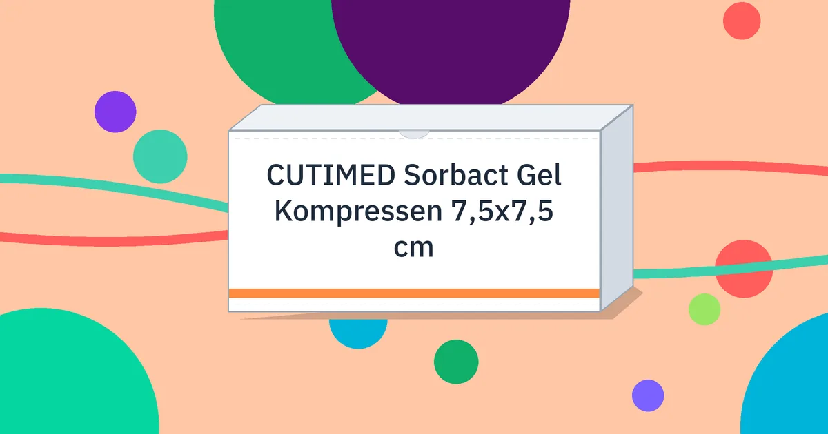 Symbolbild: Packung mit der Aufschrift CUTIMED Sorbact Gel Kompressen 7,5x7,5 cm (PZN 13652402) – Verfügbarkeit und Bezug in Apotheken in Frankfurt am Main