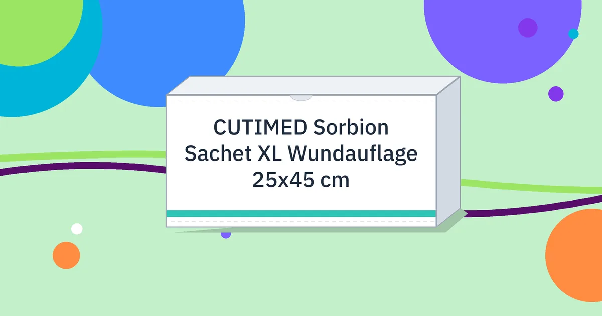 Symbolbild: Packung mit der Aufschrift CUTIMED Sorbion Sachet XL Wundauflage 25x45 cm (PZN 18303787) – Verfügbarkeit und Bezug in Apotheken in Frankfurt am Main