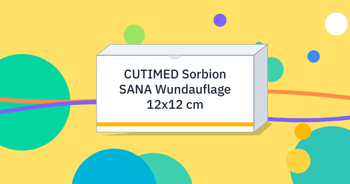 Symbolbild: Packung mit der Aufschrift CUTIMED Sorbion SANA Wundauflage 12x12 cm (PZN 19785239) – Verfügbarkeit und Bezug in Apotheken in Frankfurt am Main
