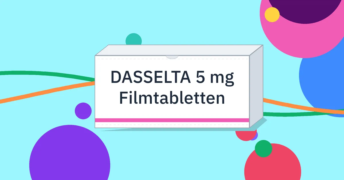 Symbolbild: Packung mit der Aufschrift DASSELTA 5 mg Filmtabletten (PZN 09884555) – Verfügbarkeit und Bezug in Apotheken in Frankfurt am Main