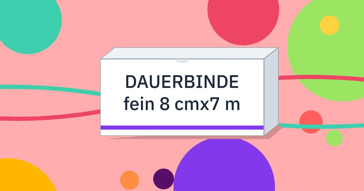 Symbolbild: Packung mit der Aufschrift DAUERBINDE fein 8 cmx7 m (PZN 18003022) – Verfügbarkeit und Bezug in Apotheken in Frankfurt am Main