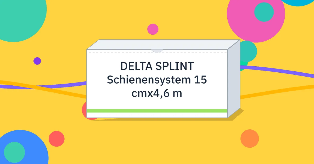 Symbolbild: Packung mit der Aufschrift DELTA SPLINT Schienensystem 15 cmx4,6 m (PZN 03440745) – Verfügbarkeit und Bezug in Apotheken in Frankfurt am Main
