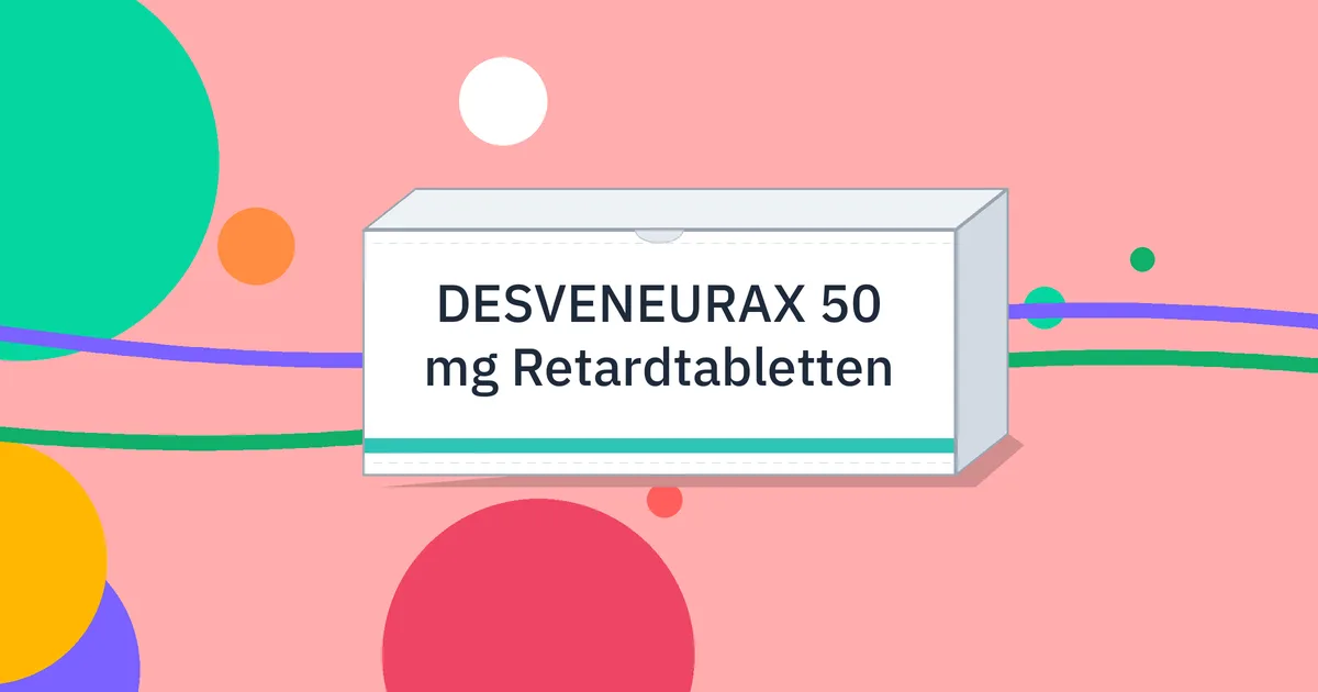 Symbolbild: Packung mit der Aufschrift DESVENEURAX 50 mg Retardtabletten (PZN 18112343) – Verfügbarkeit und Bezug in Apotheken in Frankfurt am Main