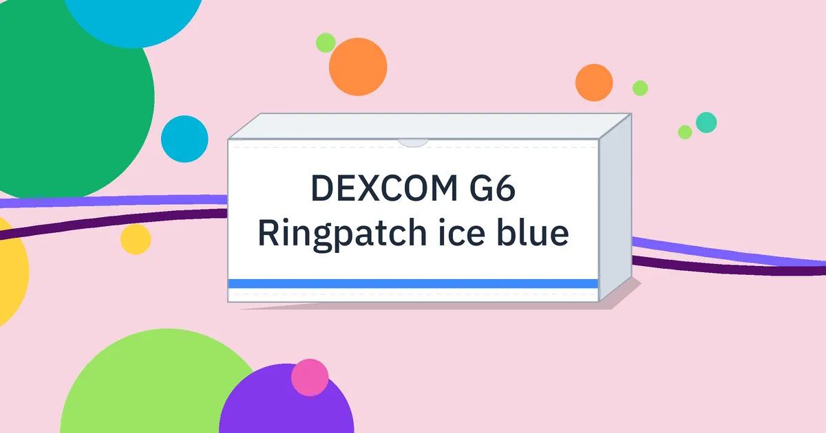 Symbolbild: Packung mit der Aufschrift DEXCOM G6 Ringpatch ice blue (PZN 19864803) – Verfügbarkeit und Bezug in Apotheken in Frankfurt am Main