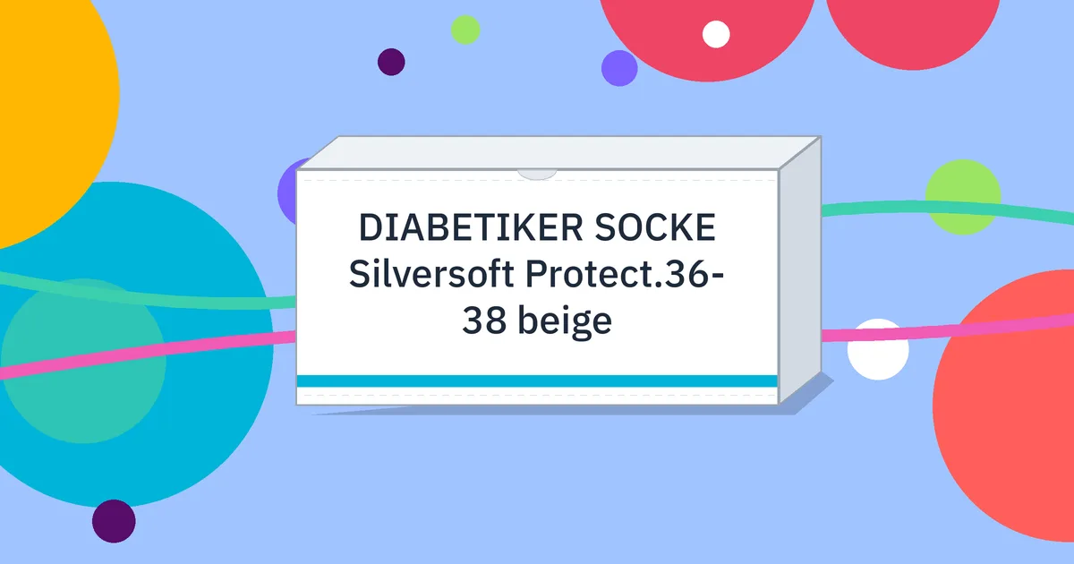 Symbolbild: Packung mit der Aufschrift DIABETIKER SOCKE Silversoft Protect.36-38 beige (PZN 02040340) – Verfügbarkeit und Bezug in Apotheken in Frankfurt am Main