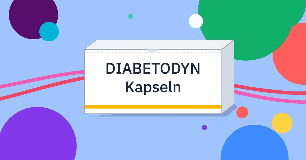 Symbolbild: Packung mit der Aufschrift DIABETODYN Kapseln (PZN 17884492) – Verfügbarkeit und Bezug in Apotheken in Frankfurt am Main