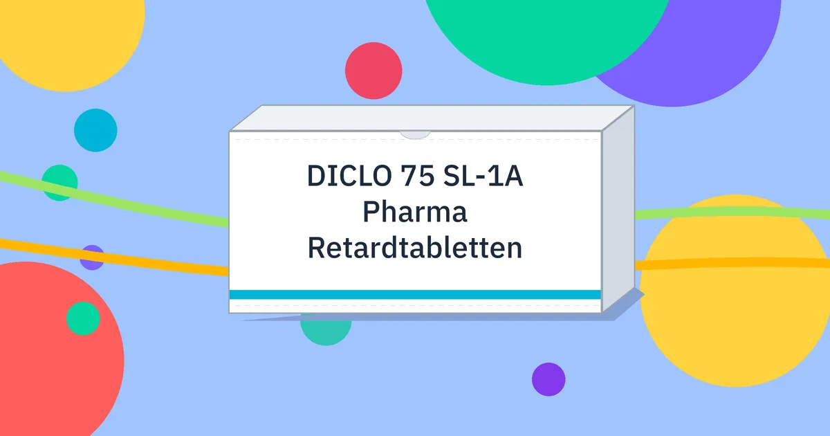 Symbolbild: Packung mit der Aufschrift DICLO 75 SL-1A Pharma Retardtabletten (PZN 05523547) – Verfügbarkeit und Bezug in Apotheken in Frankfurt am Main