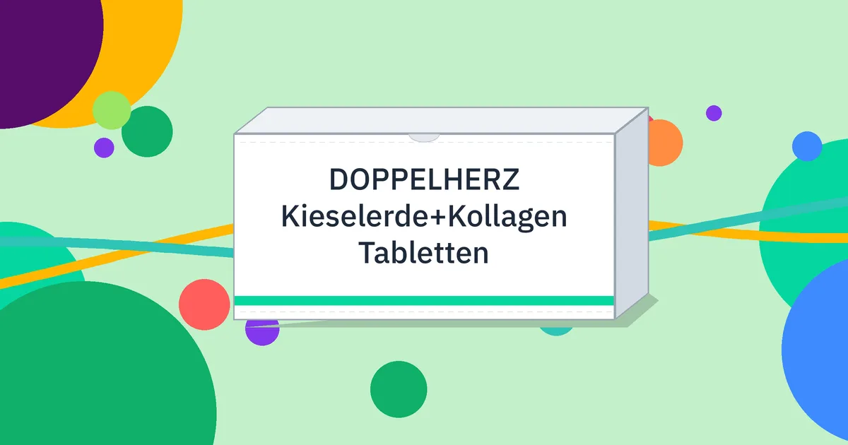 Symbolbild: Packung mit der Aufschrift DOPPELHERZ Kieselerde+Kollagen Tabletten (PZN 16384474) – Verfügbarkeit und Bezug in Apotheken in Frankfurt am Main