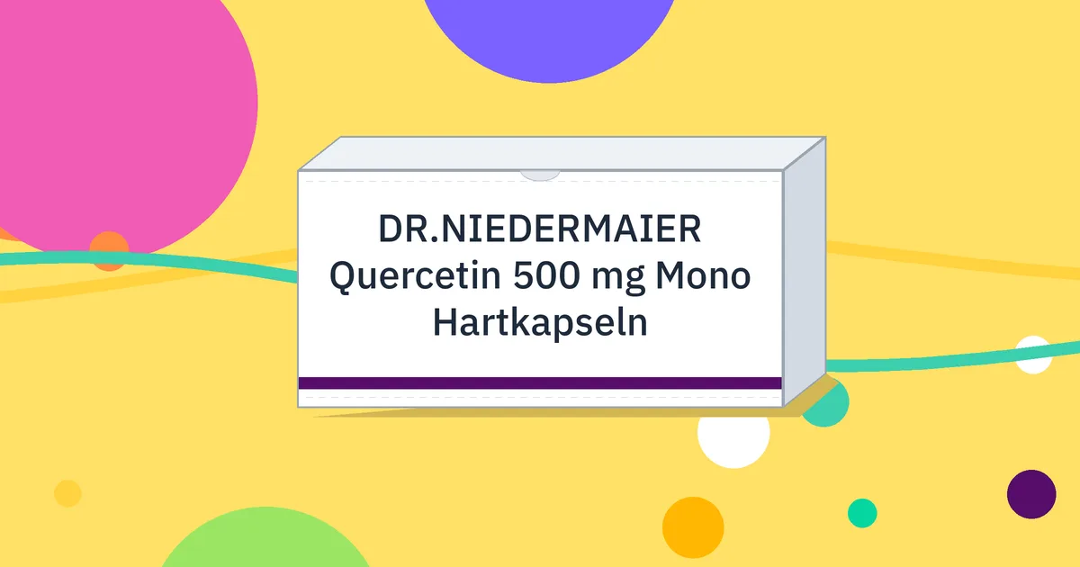 Symbolbild: Packung mit der Aufschrift DR.NIEDERMAIER Quercetin 500 mg Mono Hartkapseln (PZN 19646874) – Verfügbarkeit und Bezug in Apotheken in Frankfurt am Main