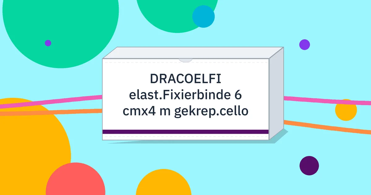 Symbolbild: Packung mit der Aufschrift DRACOELFI elast.Fixierbinde 6 cmx4 m gekrep.cello (PZN 00736161) – Verfügbarkeit und Bezug in Apotheken in Frankfurt am Main