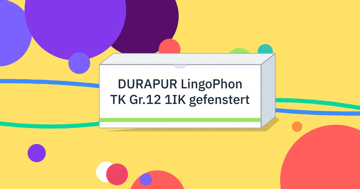 Symbolbild: Packung mit der Aufschrift DURAPUR LingoPhon TK Gr.12 1IK gefenstert (PZN 16030285) – Verfügbarkeit und Bezug in Apotheken in Frankfurt am Main