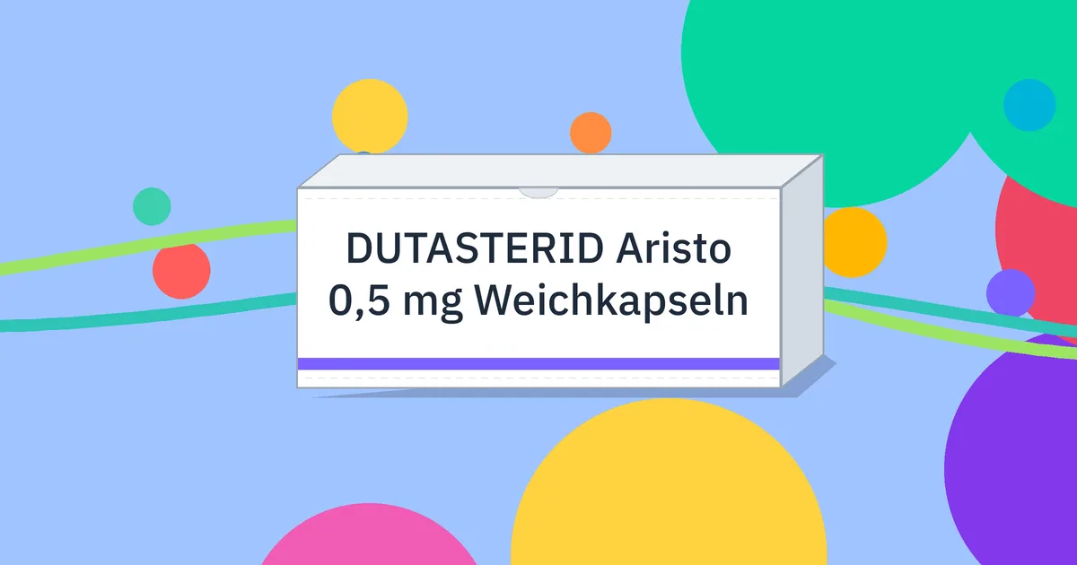 Symbolbild: Packung mit der Aufschrift DUTASTERID Aristo 0,5 mg Weichkapseln (PZN 17507223) – Verfügbarkeit und Bezug in Apotheken in Frankfurt am Main