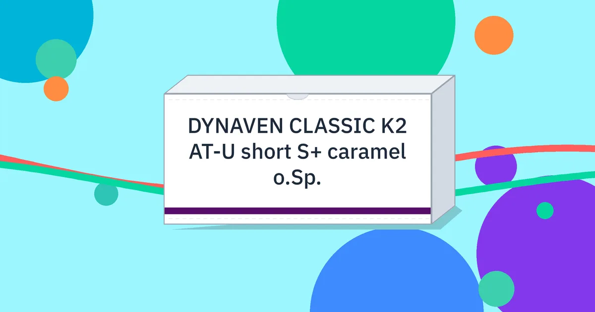 Symbolbild: Packung mit der Aufschrift DYNAVEN CLASSIC K2 AT-U short S+ caramel o.Sp. (PZN 18419679) – Verfügbarkeit und Bezug in Apotheken in Frankfurt am Main