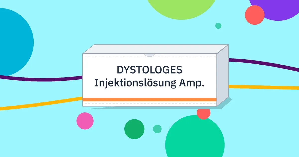 Symbolbild: Packung mit der Aufschrift DYSTOLOGES Injektionslösung Amp. (PZN 13699705) – Verfügbarkeit und Bezug in Apotheken in Frankfurt am Main