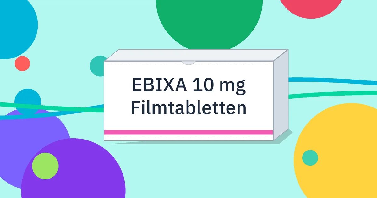 Symbolbild: Packung mit der Aufschrift EBIXA 10 mg Filmtabletten (PZN 00883985) – Verfügbarkeit und Bezug in Apotheken in Frankfurt am Main