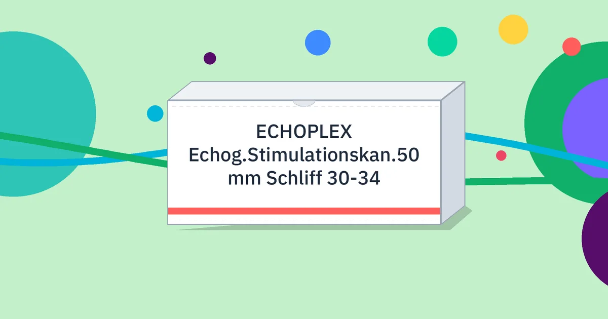 Symbolbild: Packung mit der Aufschrift ECHOPLEX Echog.Stimulationskan.50 mm Schliff 30-34 (PZN 09446192) – Verfügbarkeit und Bezug in Apotheken in Frankfurt am Main