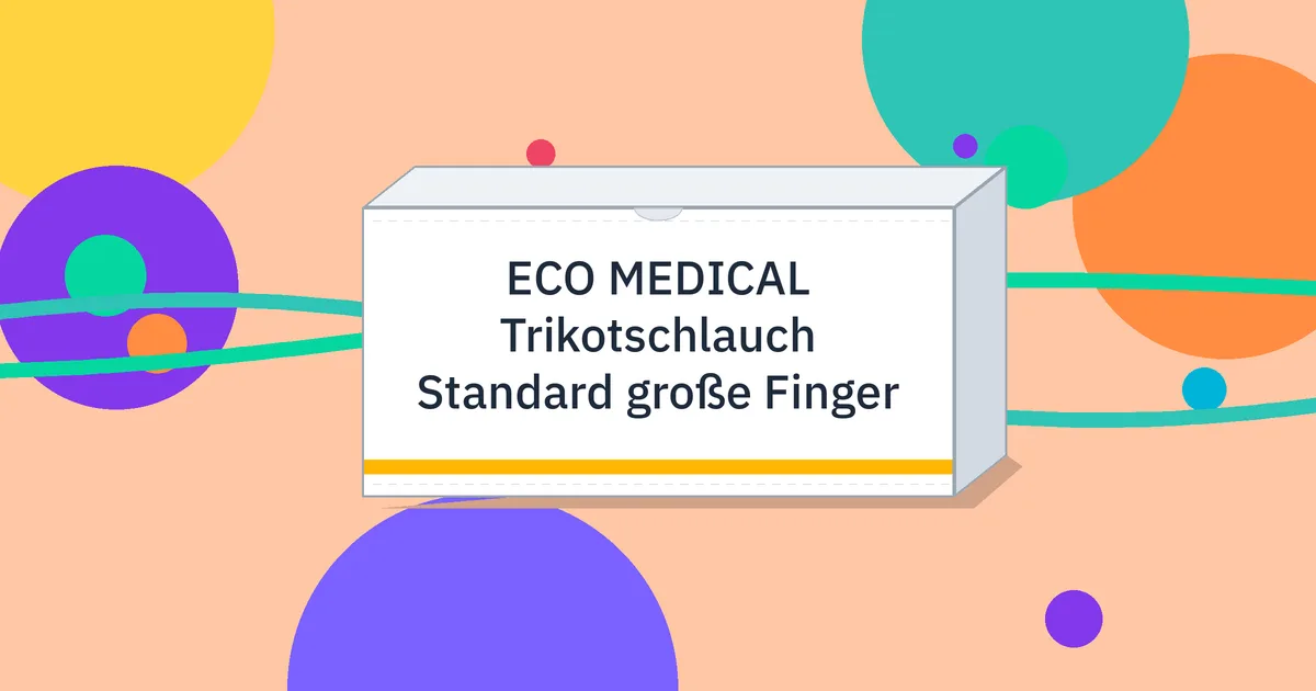 Symbolbild: Packung mit der Aufschrift ECO MEDICAL Trikotschlauch Standard große Finger (PZN 00730885) – Verfügbarkeit und Bezug in Apotheken in Frankfurt am Main