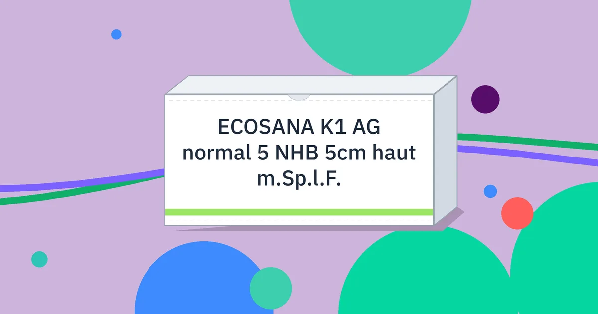 Symbolbild: Packung mit der Aufschrift ECOSANA K1 AG normal 5 NHB 5cm haut m.Sp.l.F. (PZN 04729301) – Verfügbarkeit und Bezug in Apotheken in Frankfurt am Main