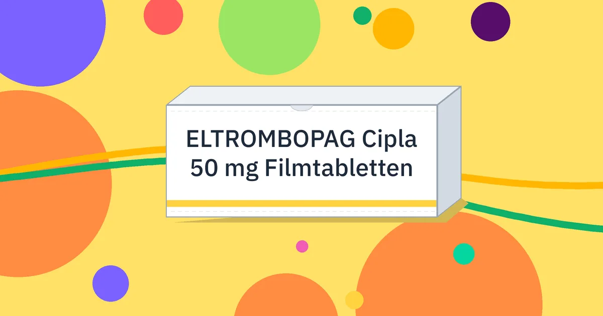 Symbolbild: Packung mit der Aufschrift ELTROMBOPAG Cipla 50 mg Filmtabletten (PZN 20002366) – Verfügbarkeit und Bezug in Apotheken in Frankfurt am Main