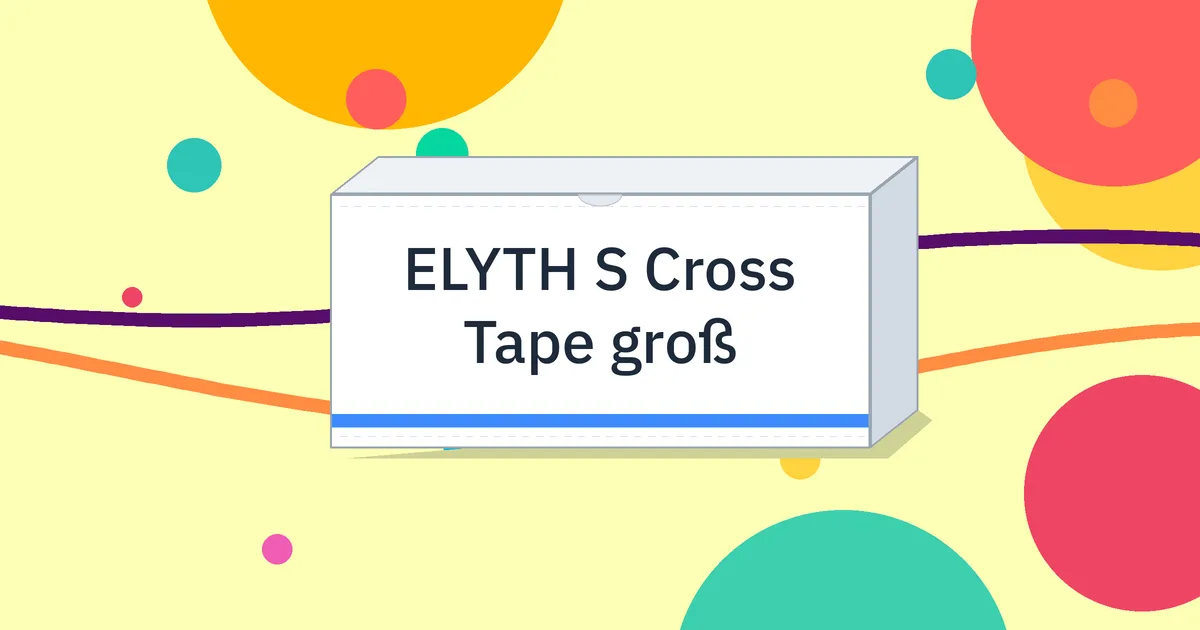 Symbolbild: Packung mit der Aufschrift ELYTH S Cross Tape groß (PZN 07335011) – Verfügbarkeit und Bezug in Apotheken in Frankfurt am Main
