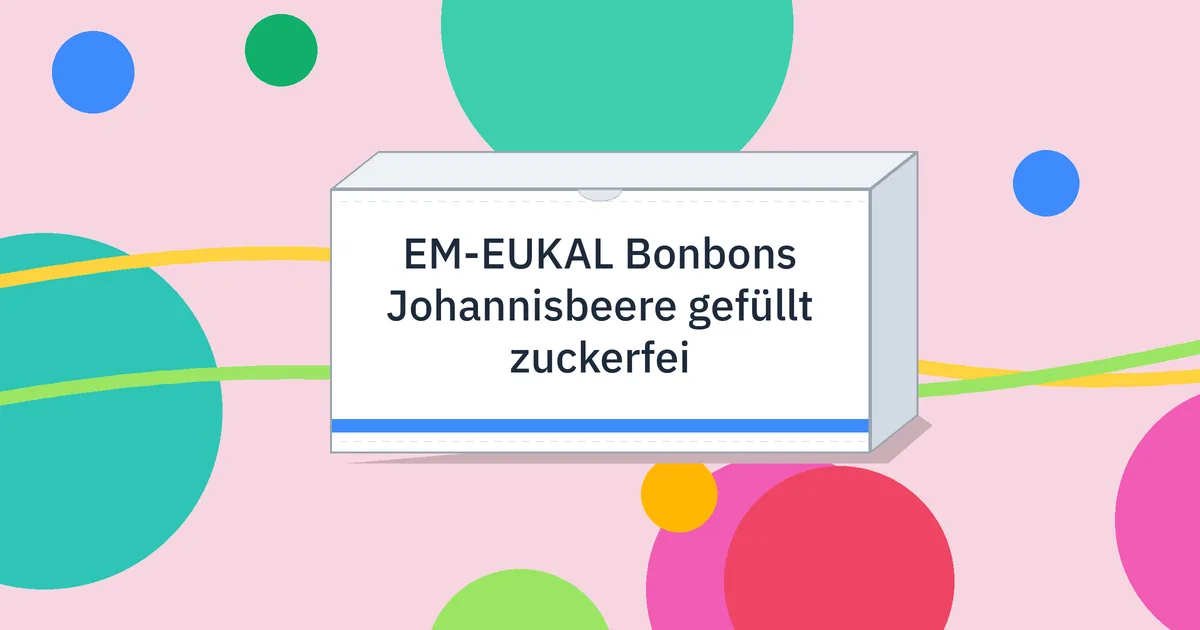 Symbolbild: Packung mit der Aufschrift EM-EUKAL Bonbons Johannisbeere gefüllt zuckerfei (PZN 03166304) – Verfügbarkeit und Bezug in Apotheken in Frankfurt am Main