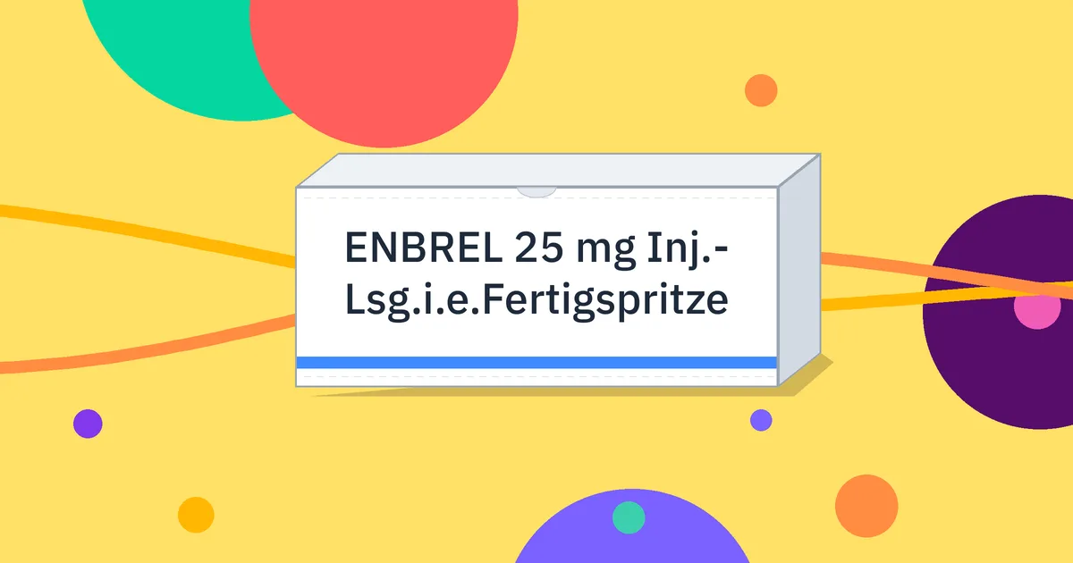 Symbolbild: Packung mit der Aufschrift ENBREL 25 mg Inj.-Lsg.i.e.Fertigspritze (PZN 09635585) – Verfügbarkeit und Bezug in Apotheken in Frankfurt am Main