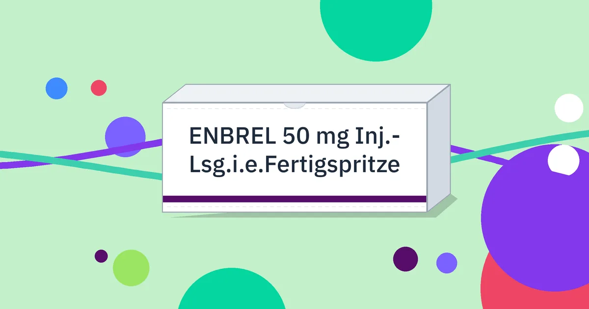 Symbolbild: Packung mit der Aufschrift ENBREL 50 mg Inj.-Lsg.i.e.Fertigspritze (PZN 15609161) – Verfügbarkeit und Bezug in Apotheken in Frankfurt am Main