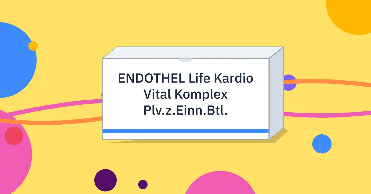 Symbolbild: Packung mit der Aufschrift ENDOTHEL Life Kardio Vital Komplex Plv.z.Einn.Btl. (PZN 20822856) – Verfügbarkeit und Bezug in Apotheken in Frankfurt am Main