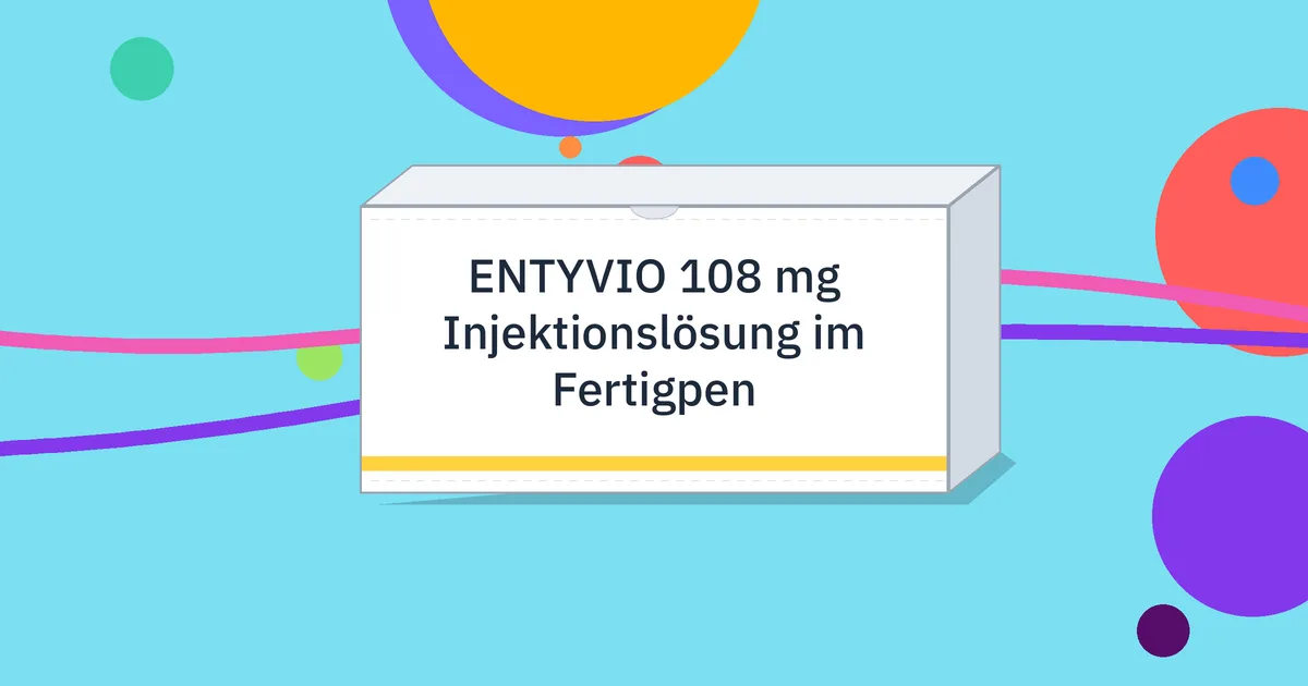 Symbolbild: Packung mit der Aufschrift ENTYVIO 108 mg Injektionslösung im Fertigpen (PZN 17825035) – Verfügbarkeit und Bezug in Apotheken in Frankfurt am Main