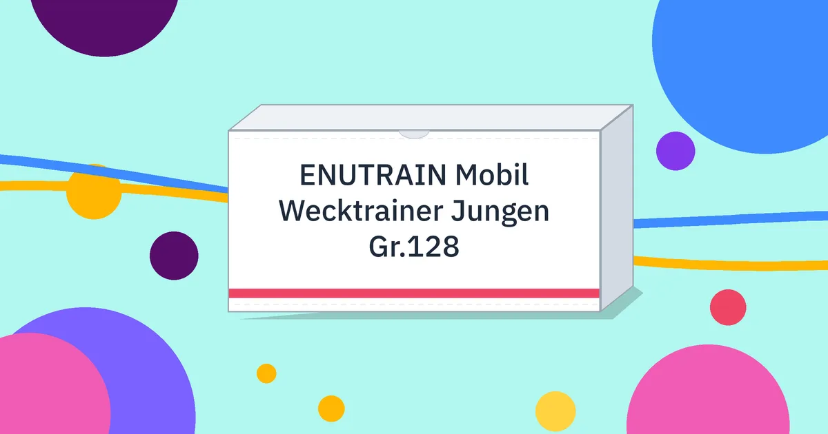 Symbolbild: Packung mit der Aufschrift ENUTRAIN Mobil Wecktrainer Jungen Gr.128 (PZN 09200692) – Verfügbarkeit und Bezug in Apotheken in Frankfurt am Main