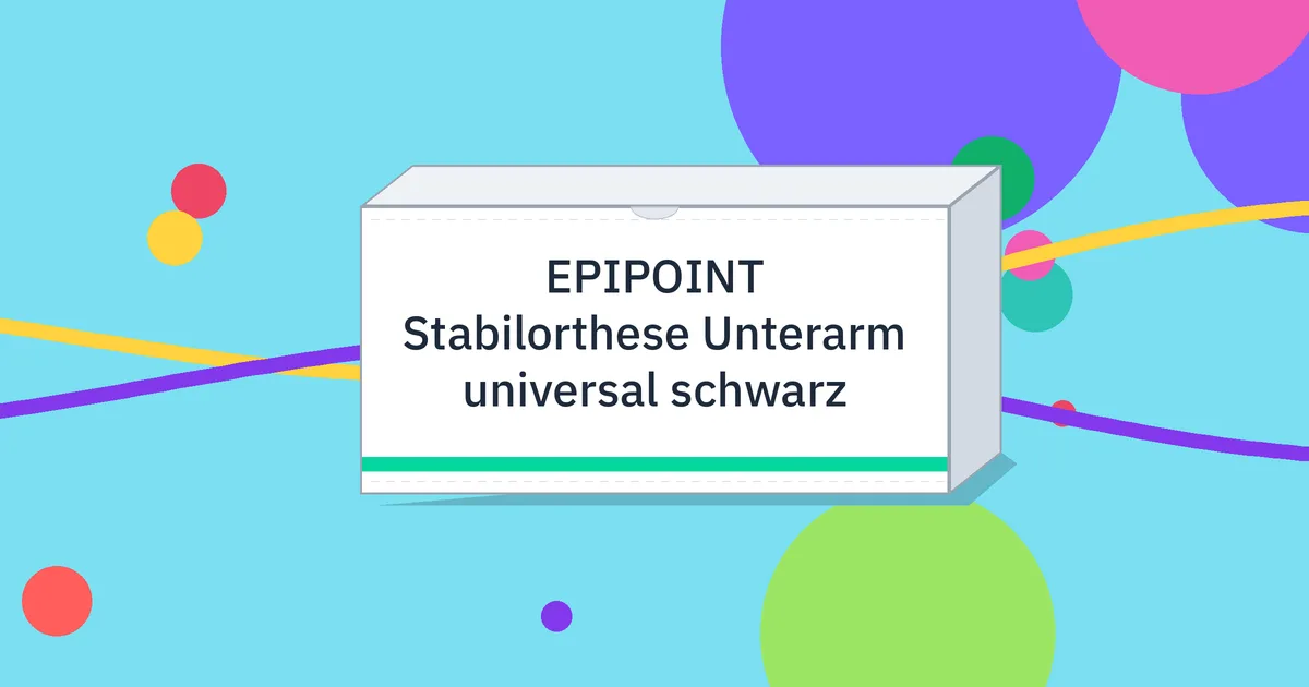 Symbolbild: Packung mit der Aufschrift EPIPOINT Stabilorthese Unterarm universal schwarz (PZN 13868929) – Verfügbarkeit und Bezug in Apotheken in Frankfurt am Main