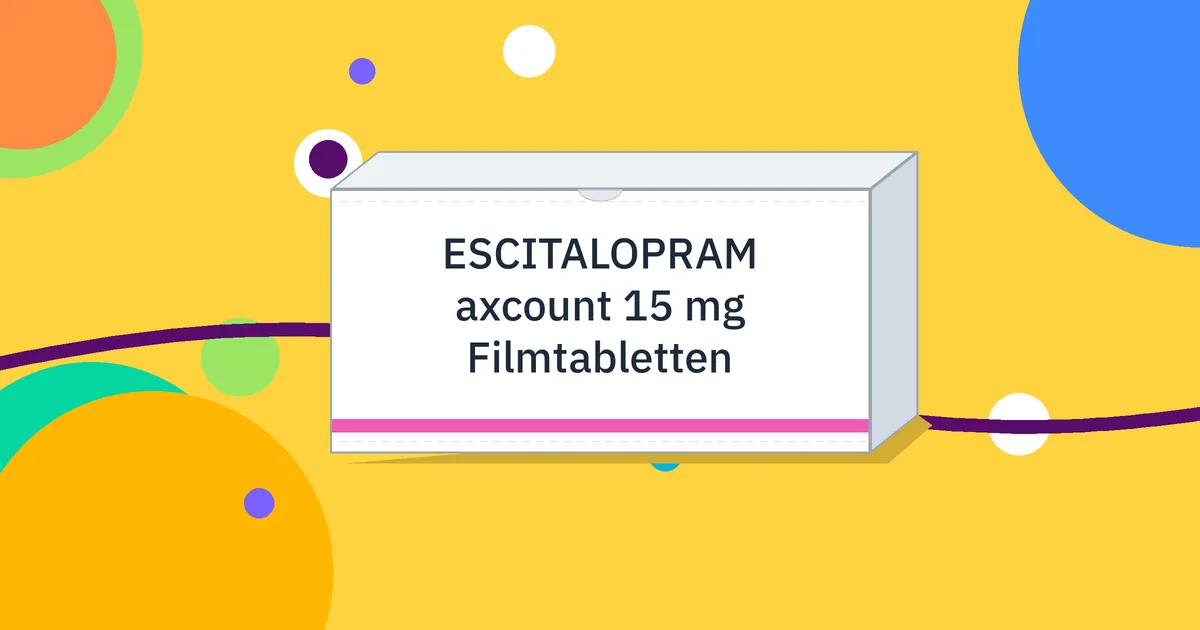 Symbolbild: Packung mit der Aufschrift ESCITALOPRAM axcount 15 mg Filmtabletten (PZN 19237963) – Verfügbarkeit und Bezug in Apotheken in Frankfurt am Main