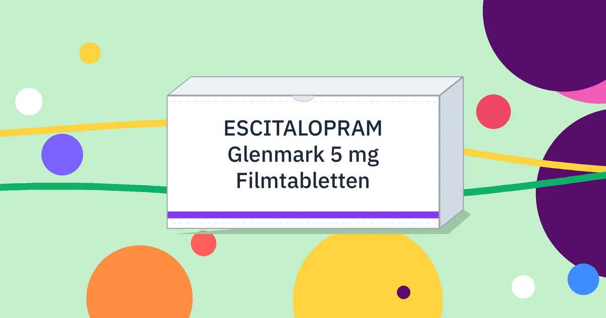 Symbolbild: Packung mit der Aufschrift ESCITALOPRAM Glenmark 5 mg Filmtabletten (PZN 10397441) – Verfügbarkeit und Bezug in Apotheken in Frankfurt am Main