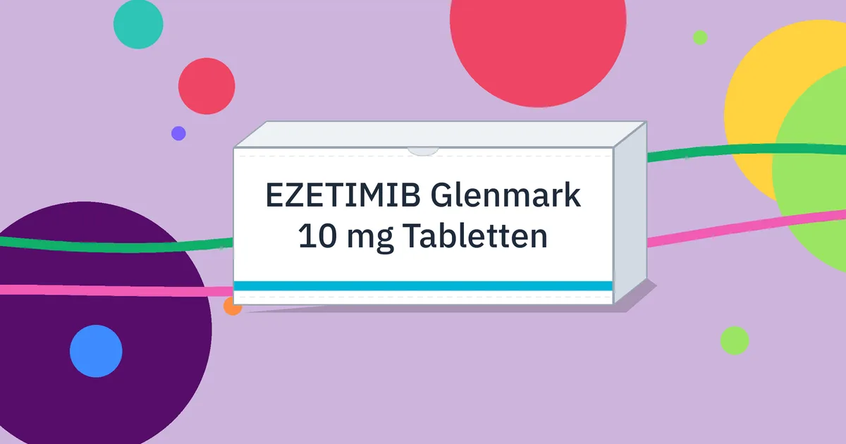 Symbolbild: Packung mit der Aufschrift EZETIMIB Glenmark 10 mg Tabletten (PZN 19187314) – Verfügbarkeit und Bezug in Apotheken in Frankfurt am Main