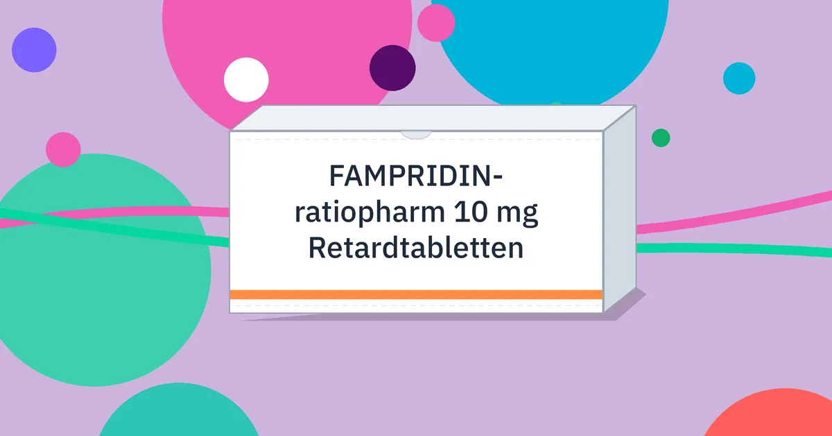 Symbolbild: Packung mit der Aufschrift FAMPRIDIN-ratiopharm 10 mg Retardtabletten (PZN 18391811) – Verfügbarkeit und Bezug in Apotheken in Frankfurt am Main