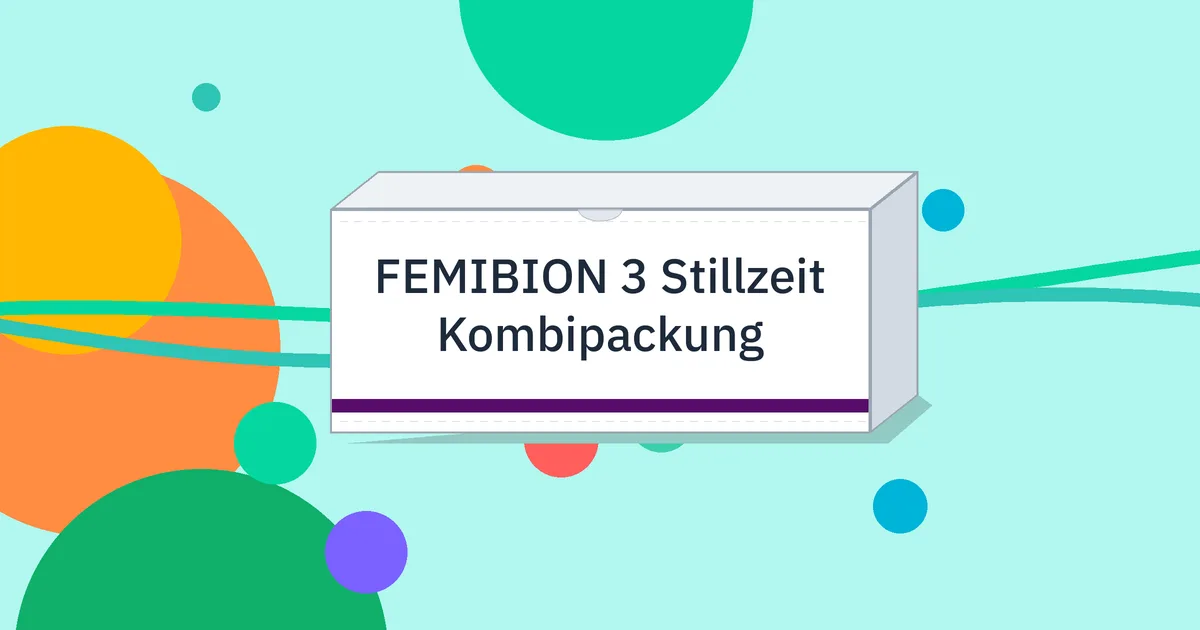 Symbolbild: Packung mit der Aufschrift FEMIBION 3 Stillzeit Kombipackung (PZN 15200064) – Verfügbarkeit und Bezug in Apotheken in Frankfurt am Main