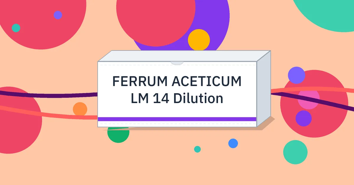 Symbolbild: Packung mit der Aufschrift FERRUM ACETICUM LM 14 Dilution (PZN 13488368) – Verfügbarkeit und Bezug in Apotheken in Frankfurt am Main