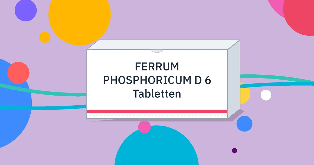 Symbolbild: Packung mit der Aufschrift FERRUM PHOSPHORICUM D 6 Tabletten (PZN 00764588) – Verfügbarkeit und Bezug in Apotheken in Frankfurt am Main
