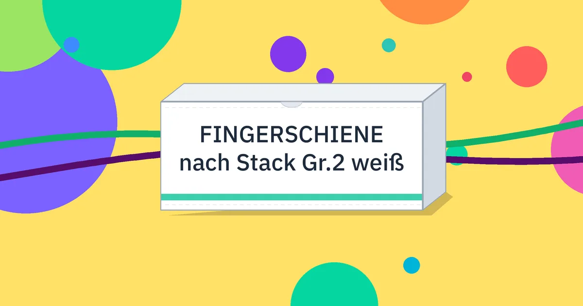 Symbolbild: Packung mit der Aufschrift FINGERSCHIENE nach Stack Gr.2 weiß (PZN 07013069) – Verfügbarkeit und Bezug in Apotheken in Frankfurt am Main