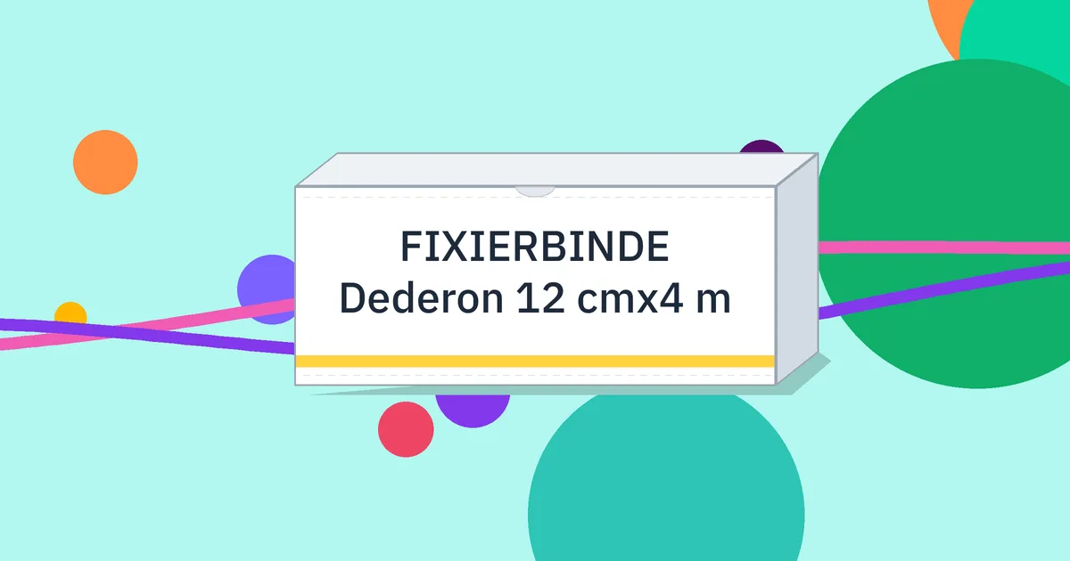 Symbolbild: Packung mit der Aufschrift FIXIERBINDE Dederon 12 cmx4 m (PZN 04094937) – Verfügbarkeit und Bezug in Apotheken in Frankfurt am Main