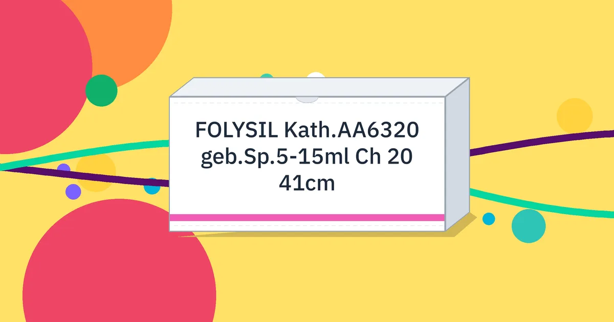 Symbolbild: Packung mit der Aufschrift FOLYSIL Kath.AA6320 geb.Sp.5-15ml Ch 20 41cm (PZN 00151650) – Verfügbarkeit und Bezug in Apotheken in Frankfurt am Main