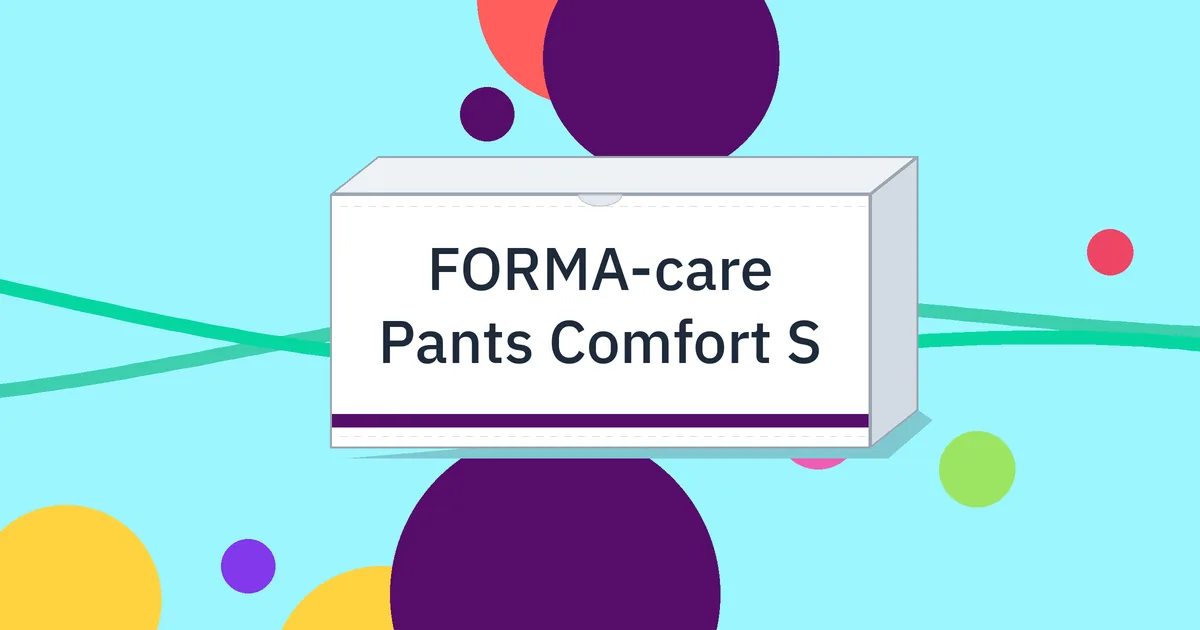 Symbolbild: Packung mit der Aufschrift FORMA-care Pants Comfort S (PZN 19188578) – Verfügbarkeit und Bezug in Apotheken in Frankfurt am Main