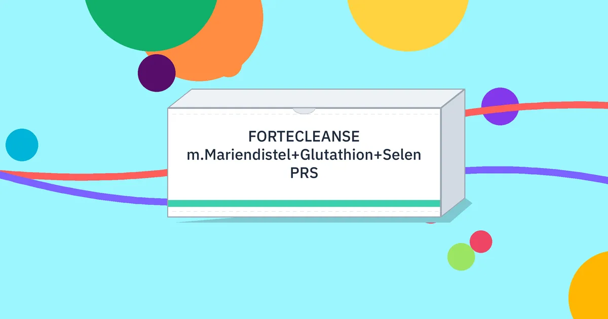 Symbolbild: Packung mit der Aufschrift FORTECLEANSE m.Mariendistel+Glutathion+Selen PRS (PZN 19303588) – Verfügbarkeit und Bezug in Apotheken in Frankfurt am Main