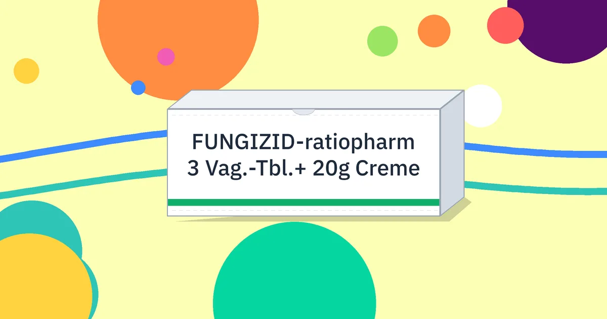 Symbolbild: Packung mit der Aufschrift FUNGIZID-ratiopharm 3 Vag.-Tbl.+ 20g Creme (PZN 03435566) – Verfügbarkeit und Bezug in Apotheken in Frankfurt am Main